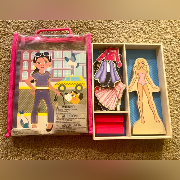 Melissa & Doug | Toys | Barbie Magnetic Wooden Dress Up Doll Set ...